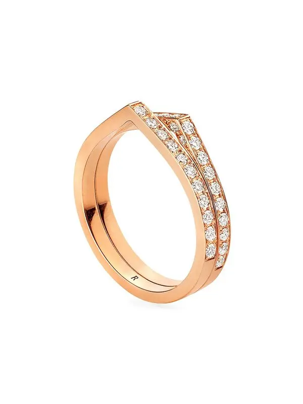 REPOSSI Antifer 18k Pink Gold & 0.52 Tcw Diamond Double Ring - Rose Gold | Editorialist